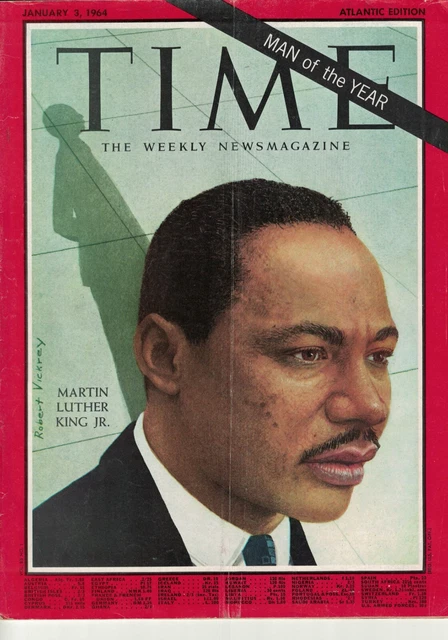 MARTIN LUTHER KING Jr Time Magazine 1964 Janvier 3 Man Of Le Année ...