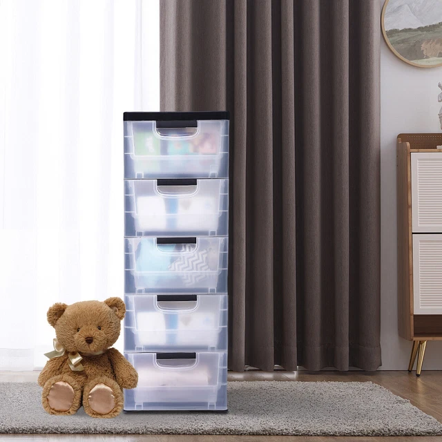 PP PLASTIC STORAGE Cabinet 5 Drawers Stackable Clothes Storage Box ...