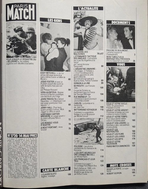 PARIS MATCH N° 1720 - 14/5/1982 - Malouines EUR 2,50 - PicClick FR
