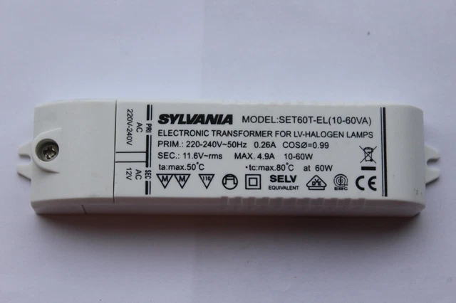SYLVANIA SET60T-EL HALOGEN LV SELV Transformer 10-60w SELV 10-60vA for ...