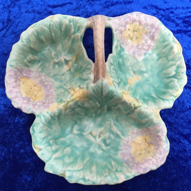 VINTAGE AVON WARE Pottery 'Hydrangea' 3 Section, Footed Nibbles Tray c ...