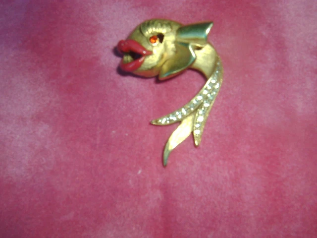 BUTLER & WILSON Antique Gold Crystal And Enamel Lady Fish Brooch £34.95 ...