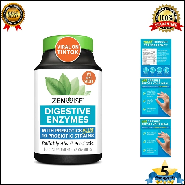 ZENWISE PROBIOTIC DIGESTIVE Multi Enzymes, Probiotics for Digestive ...