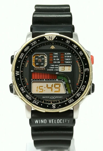 OROLOGIO CITIZEN D060 windsurfing 90's watch vintage clock digital rare ...