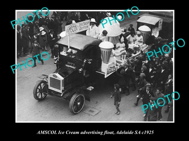OLD HISTORIC PHOTO OF ADELAIDE SA AMSCOL MILK & DAIRY ICE CREAM FLOAT ...