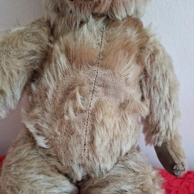 CHILTERN HUGMEE 1950S Teddy Bear Jointed Gold Mohair 14" tall plastic ...
