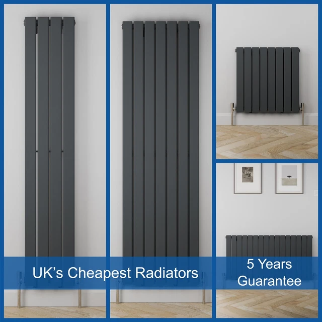 ANTHRACITE DESIGNER RADIATOR Vertical Horizontal Single Double Flat ...