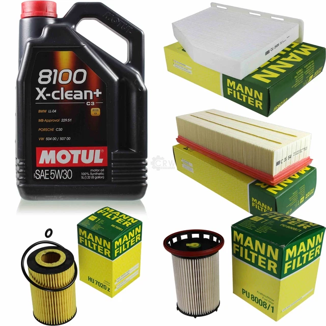 MANN-FILTER INSPECTION SET 5L Motul 5W-30 8100 X-Clean + pour Seat EUR ...