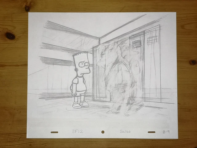 BART SIMPSON PRODUCTION Drawing Cel Art The Simpsons Animation Sketch ...