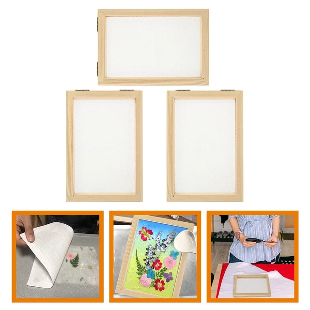 3 PCS WOOD Paper Making Frame Diy Paper Making Screen Kit For Kids $33. ...