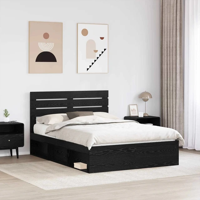 BED FRAME WITH Headboard Black 150 x 200 cm Solid Pine Wood vidaXL £305.40 - PicClick UK