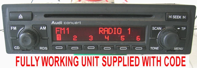 AUDI A2 CONCERT CD Head Unit Radio Stereo 8Z0035186G with code £79.99 - PicClick UK