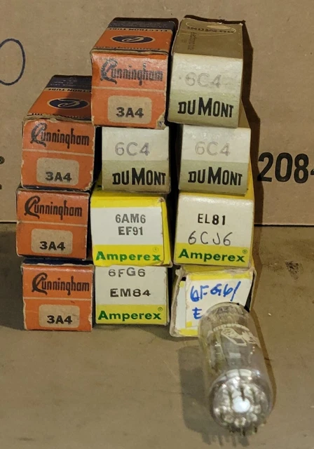 VINTAGE AMPEREX CUNNINGHAM STANDARD 6C4 3A4 EF91 Vacuum Tube NOS ...
