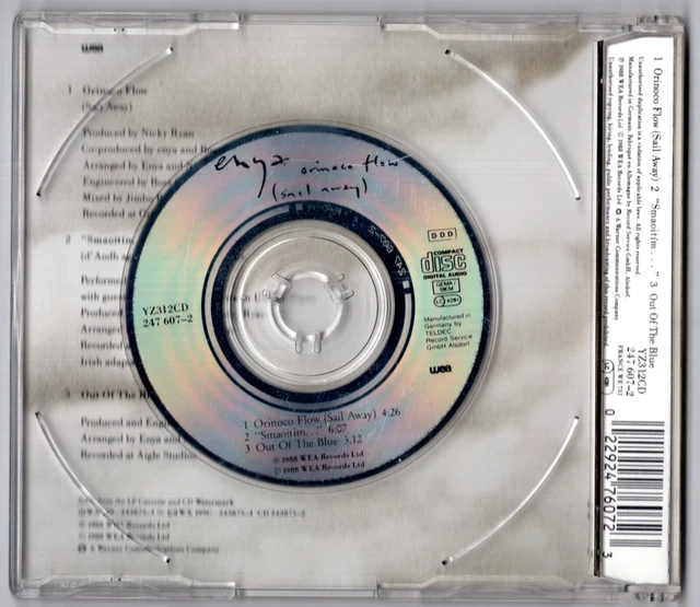 ENYA CD-SINGLE 3-INCH ORINOCO FLOW Sail Away © 1988 WEA 3-track # 247 ...