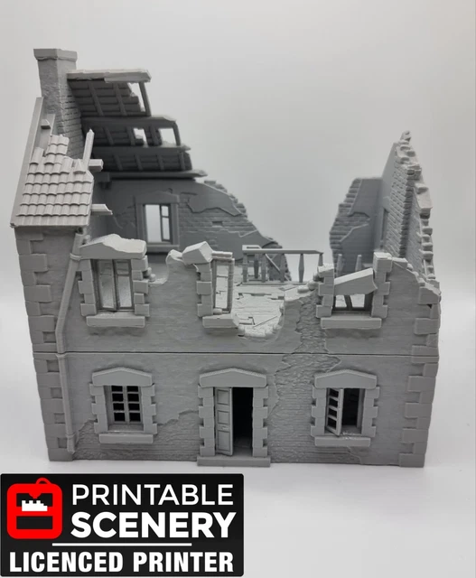 PRINTABLE SCENERY FRENCH Town House Ruins WW2 Table Top Terrain 3D ...