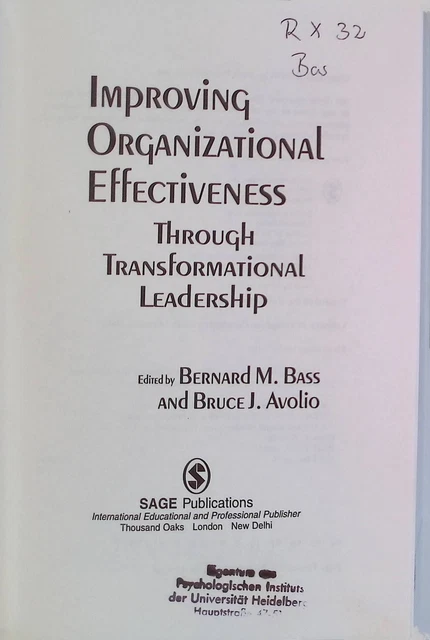 IMPROVING ORGANIZATIONAL EFFECTIVENESS Through Transformational ... IMPROVING ORGANIZATIONAL EFFECTIVENESS Through Transformational ...