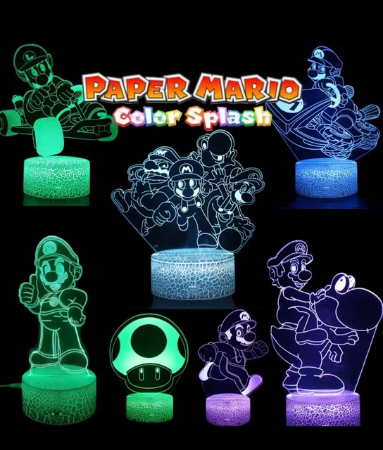 SUPER MARIO GAME Cartoon 16 colors Creative 3D Lamp Anime Figure LED ...