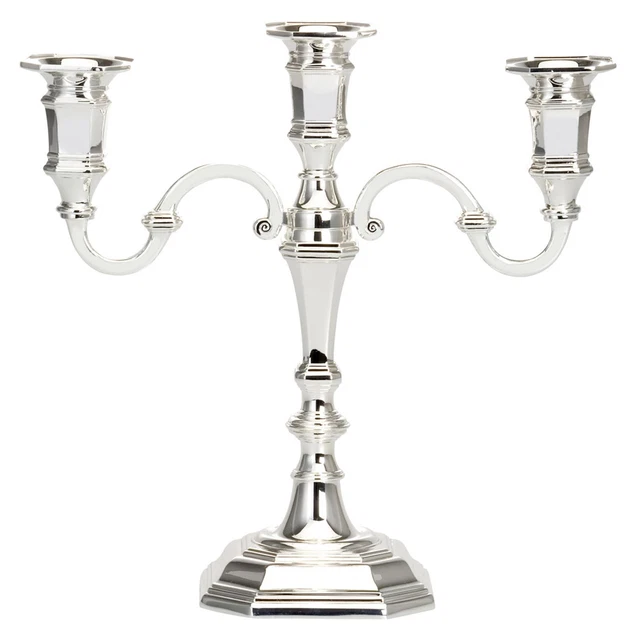 KERZENLEUCHTER 3 ARMIG Kerzenständer 25 cm versilbert Kerzenhalter Stabkerzen EUR 95,00 ...