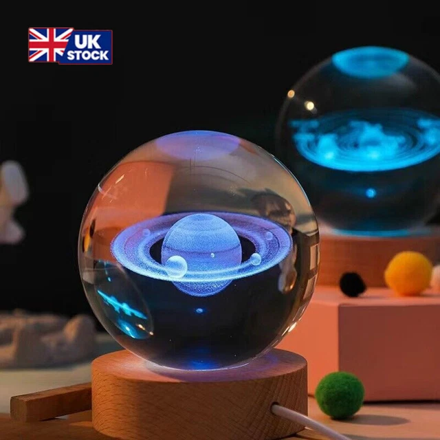 3D CRYSTAL LED Light Solar System Ball Laser Engraved Planet Glass ...