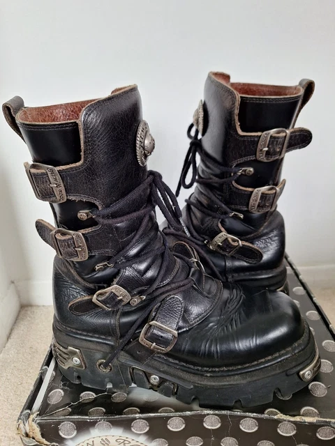 NEW ROCK REACTOR Black Boots 4 Straps Goth Size 9Uk 43Eu. Emo Goth Punk ...