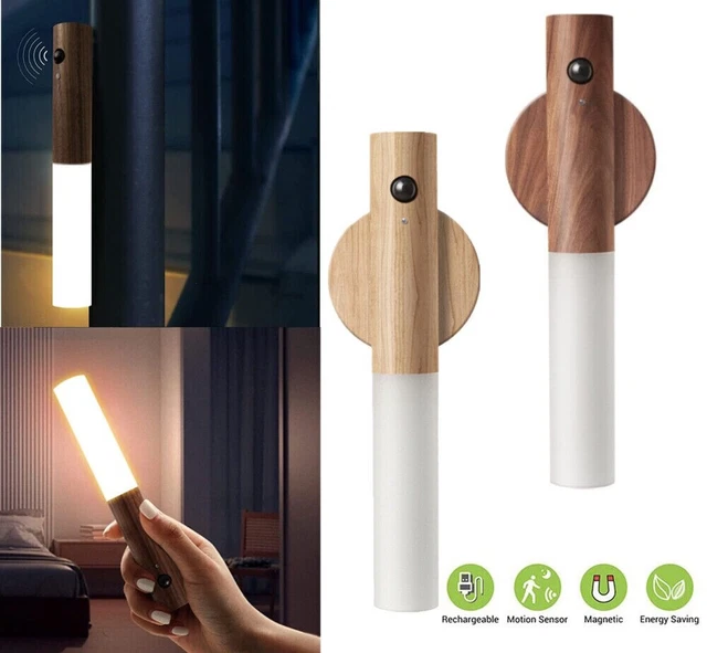 RECHARGEABLE LED INDUCTION Night Light Motion Sensor Closet Wall Lamp ...