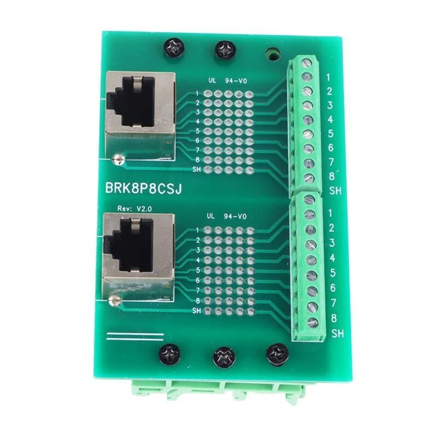 DIN RAIL MOUNT RJ45 Connector Breakout Board Ethernet Terminal Block ...