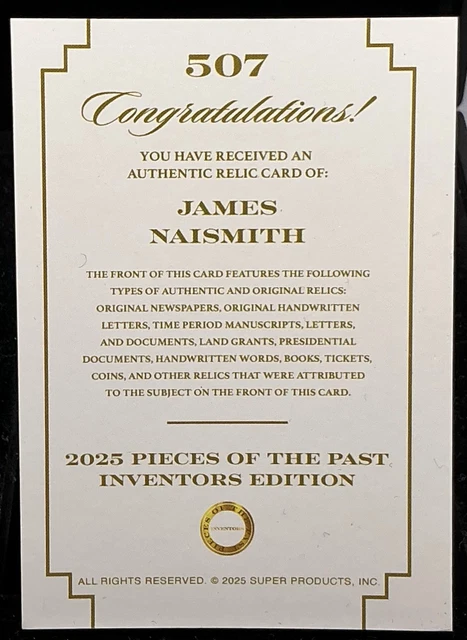2025 PIECES OF The Past Inventors Edition James Naismith Stock ...