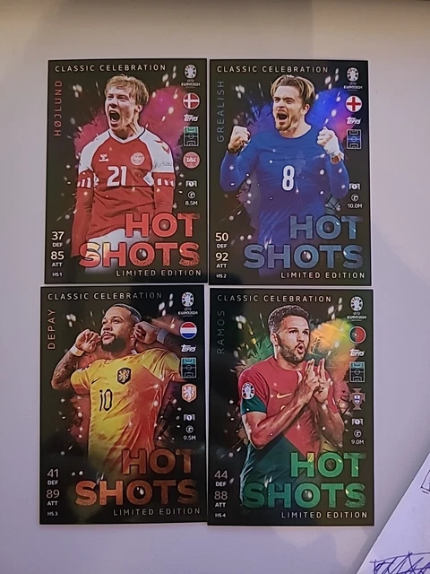 MATCH ATTAX UEFA Euro 2024 4 x HOT SHOTS Classic Celebration Grealish ...