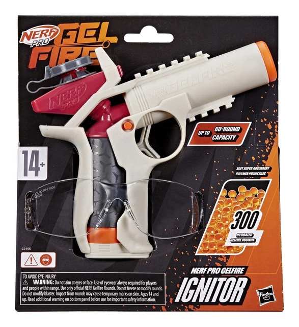 NERF PRO GELFIRE Ignitor Hand Blaster With 300 Hydrated Gelfire Rounds ...