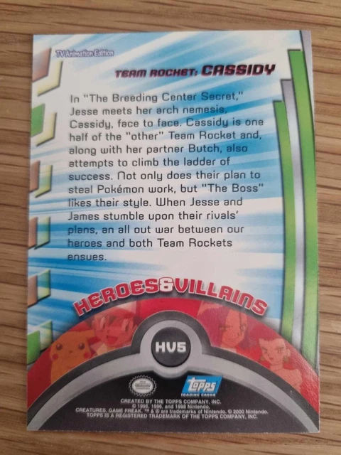 Pokemon Team Rocket Cassidy Hv5 Heroes Villains Pokemon Topps Card Series 2 New £1026 Picclick Uk