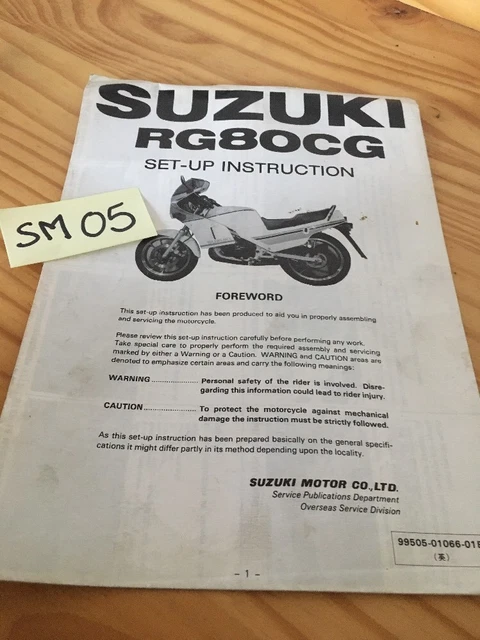 SUZUKI RG80CG RG80 CG RG 80 80RG instruction preparation setup manuel ...
