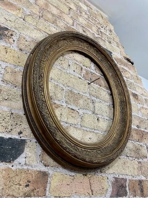 ANTIQUE GOLD GILT Ornate Oval Picture Frame with Insert, Chunky, Large ...