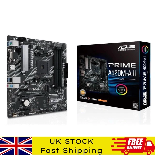 ASUS PRIME A520M-A II, AMD A520, AM4, Micro ATX, 4 DDR4, VGA, HDMI, M.2 ...