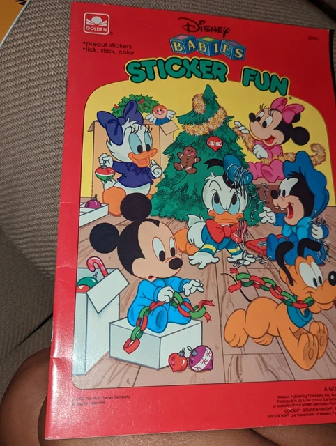VTG DISNEY BABIES Baby Christmas Sticker Fun Coloring Book Red 1985 New ...