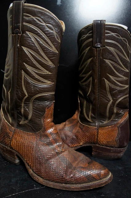 VINTAGE NOCONA EXOTIC Snakeskin Leather Vtg Python Cowboy Boots Size 10 ...