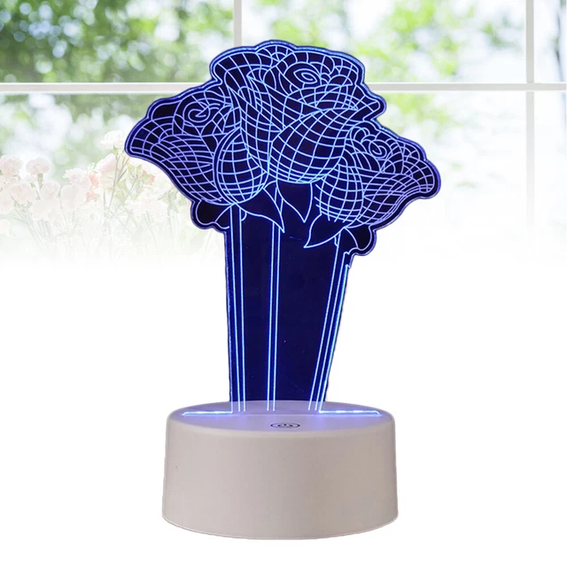 3 D 3D LED Night Light Rose USB Powered Lamp Nightstand Lamps £11.35 ...