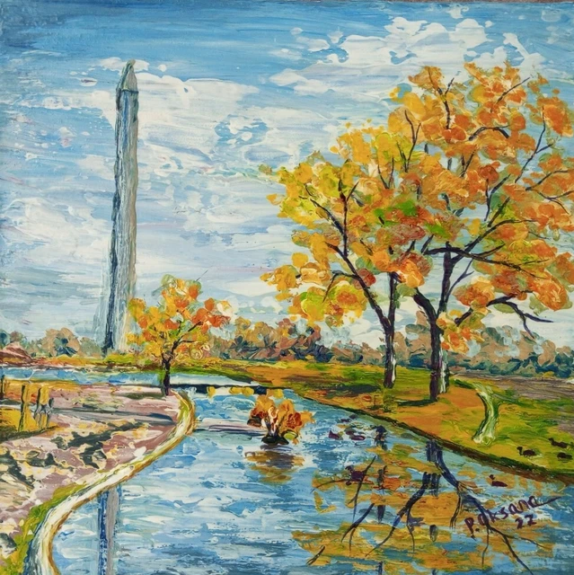 AUTUMN LANDSCAPE PAINTING Impressionism Original artwork small wall art ...
