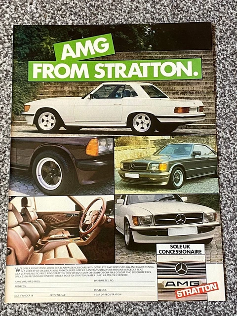 ORIGINAL VINTAGE 1983 Magazine Advert Art Picture Mercedes AMG Stratton ...