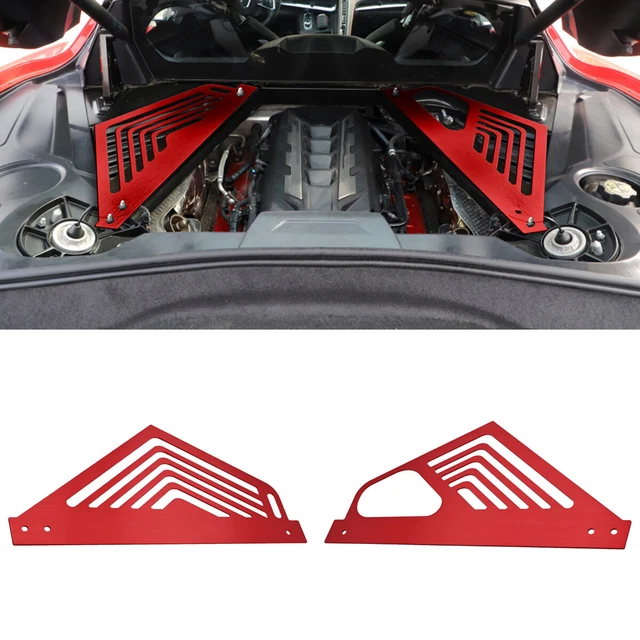 RED ALUMINUM ENGINE Bay Panel Covers Plate For CORVETTE C8 Coupe 2020 ...