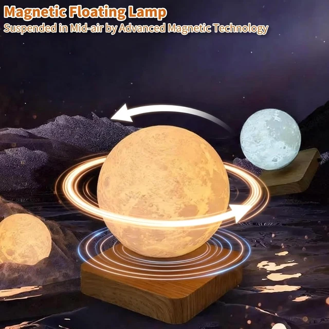 LEVITATING MOON LAMP 16 Colors, Magnetic Floating 3D LED Night Light ...