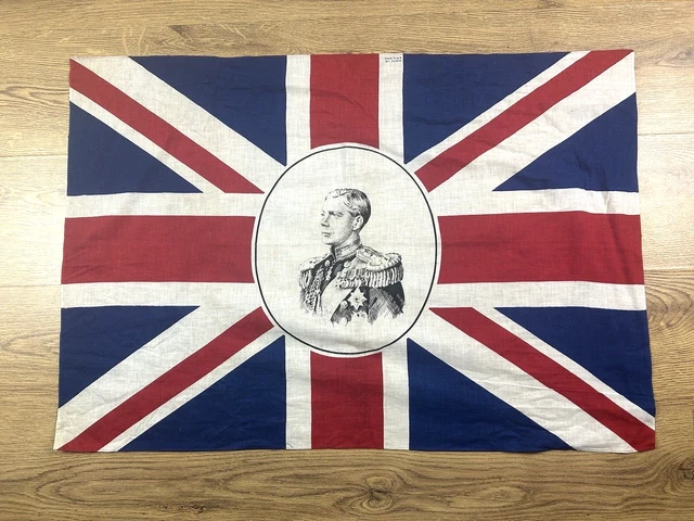 ANTIQUE BRITISH FLAG King Edward VIII Coronation 1936 union jack made ...