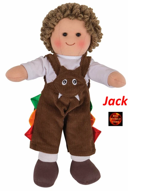 RAGDOLL JACK SOFT Plush Toy Boy Doll with Brown Dungarees 28cm tall ...