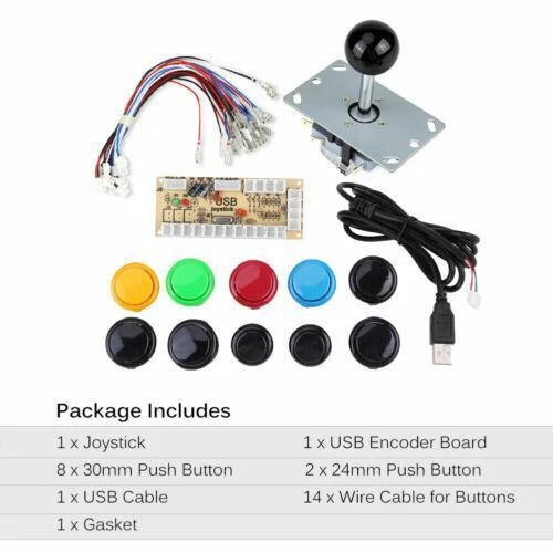 ARCADE GAME DIY Kit USB Encoder Sanwa Joystick Buttons for PC Gaming ...