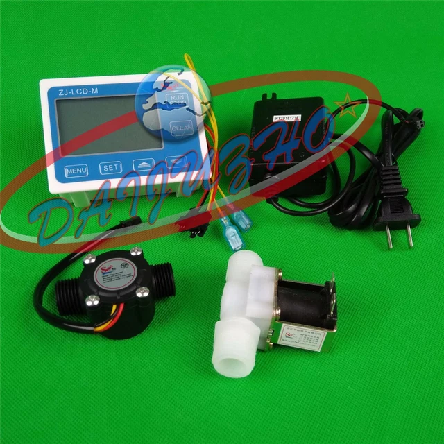 ZJ-LCD-M FLOW WATER Sensor Meter+Digital LCD Display control+Solenoid ...