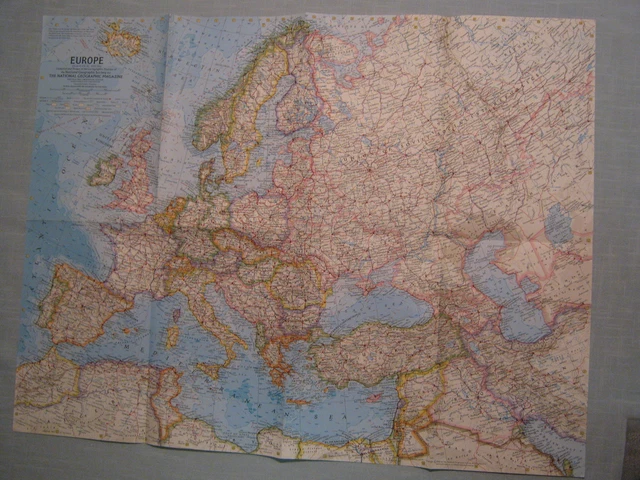 VINTAGE EUROPE MAP 1969 by National Geographic 30.5 x 26.5 inches £3.14 ...
