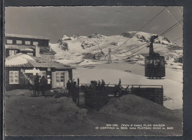 CARTOLINA PLAN MAISON di Cervinia Verso Plateau Rosà Belvedere FUNIVIA ...