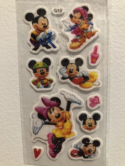 DISNEY MICKY MOUSE And Minnie Mouse Glitter Sticker Sheet Scrapbooking ...