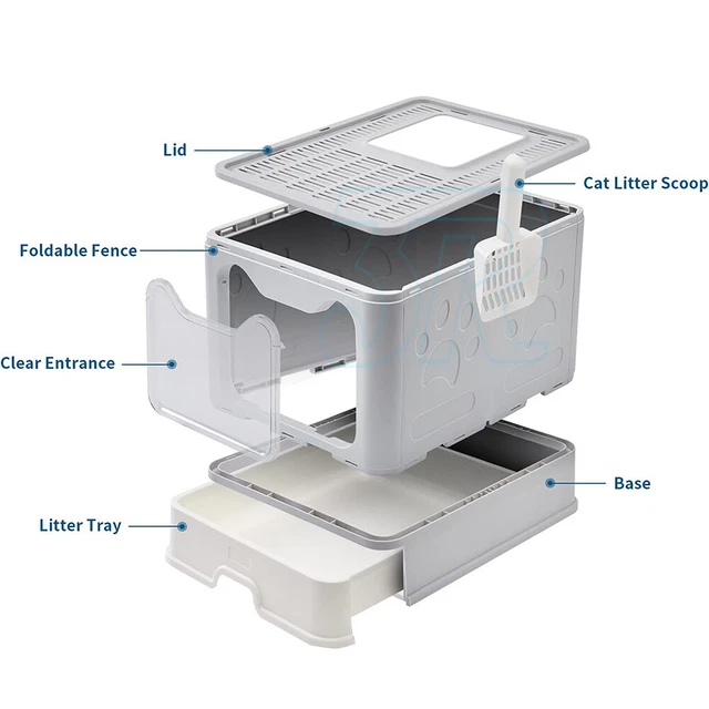 TAILY FOLDABLE CAT Litter Box Enclosed Kitty Toilet Hooded Tray Kit ...