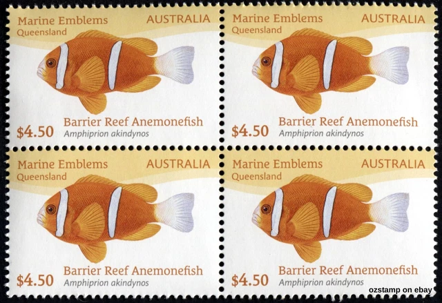 2024 MARINE EMBLEMS Great Barrier Reef Anemonefish Block of Four MUH ...