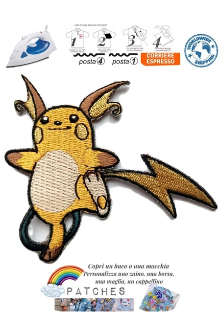 PATCH RAICHU POKÉMON toppa termoadesiva iron on embroidered elettro ...